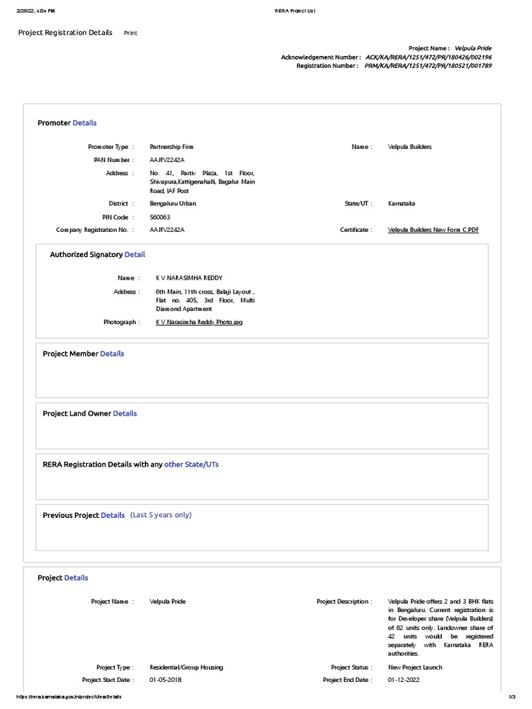 RERA Project List | Download Free PDF | Bangalore