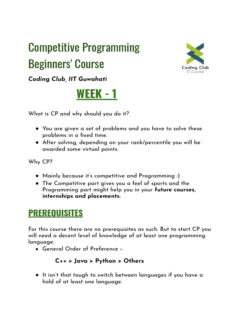 CP - Begin Week1 | PDF | Computational Complexity Theory | Algorithms