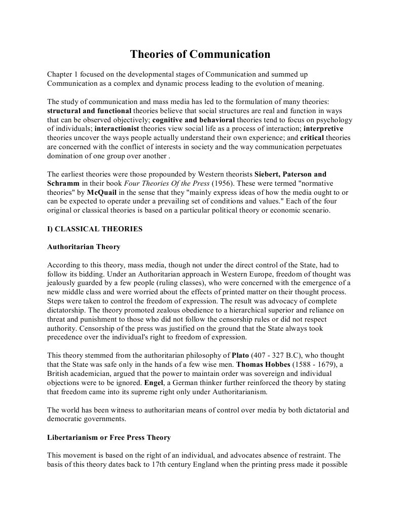 Theories of Communication | PDF | Mass Media | Communication