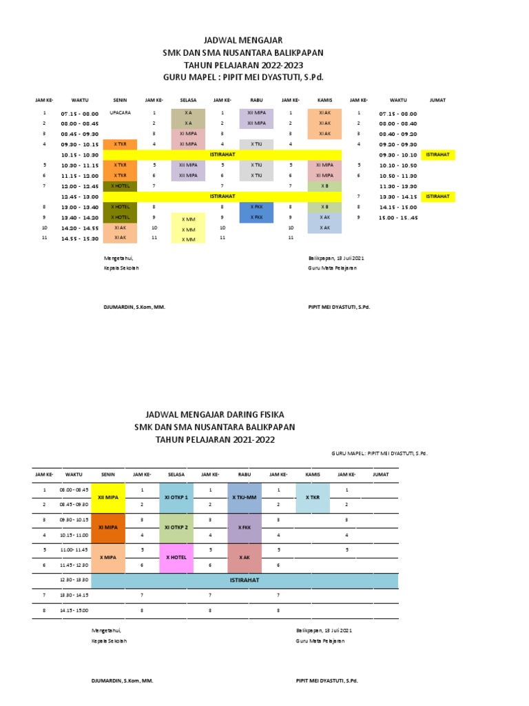 A.2. Jadwal Mengajar | PDF