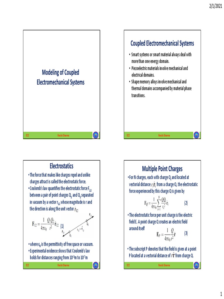 Modeling of Coupled Electromechanical Systems | Download Free PDF | Electric Field | Capacitor