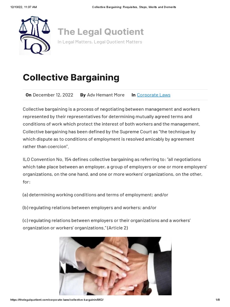 Collective Bargaining - Requisites, Steps, Merits and Demerits | PDF ...