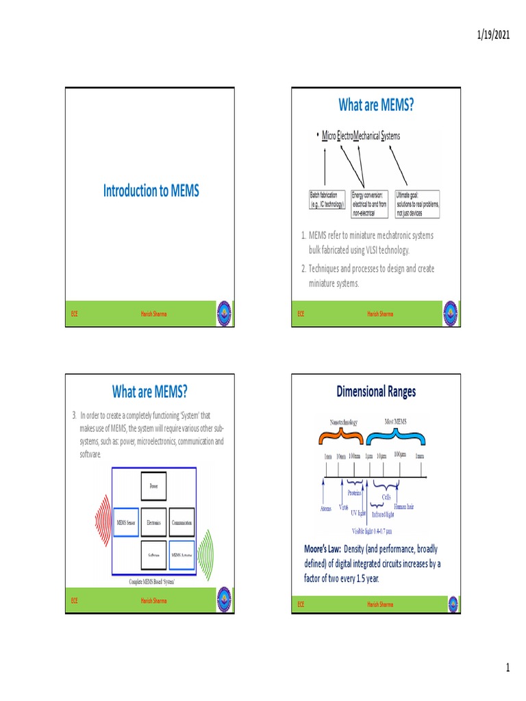 MEMS Intro and History | PDF | Microelectromechanical Systems | Materials