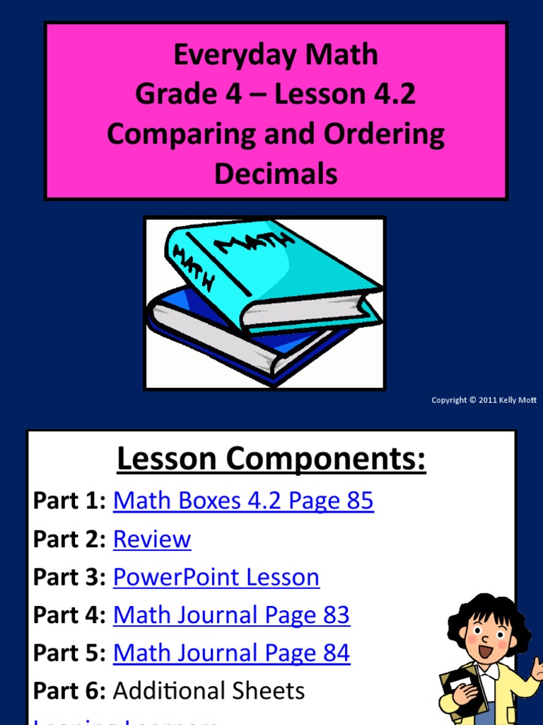 Everyday Math 4.2 Comparing and Ordering Decimals | PDF | Decimal ...
