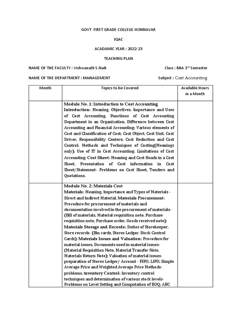 BBA 3rd Sem Syllabus 2022-23 | PDF