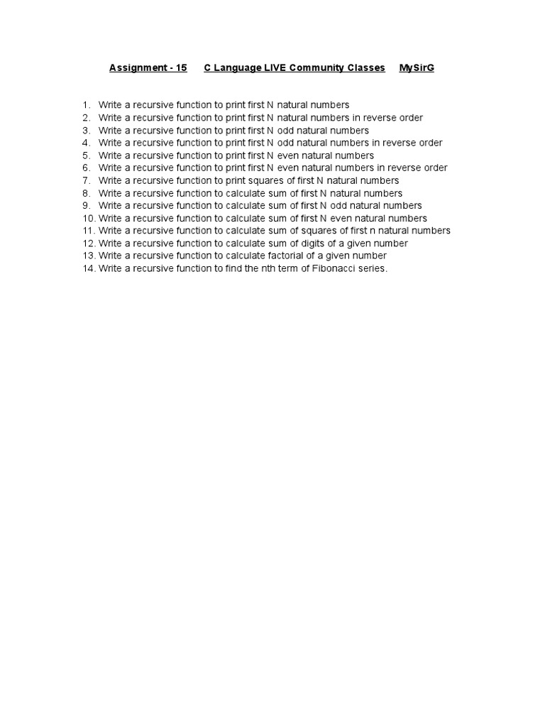 Assignment - 15 C Language LIVE Community Classes MySirG | PDF