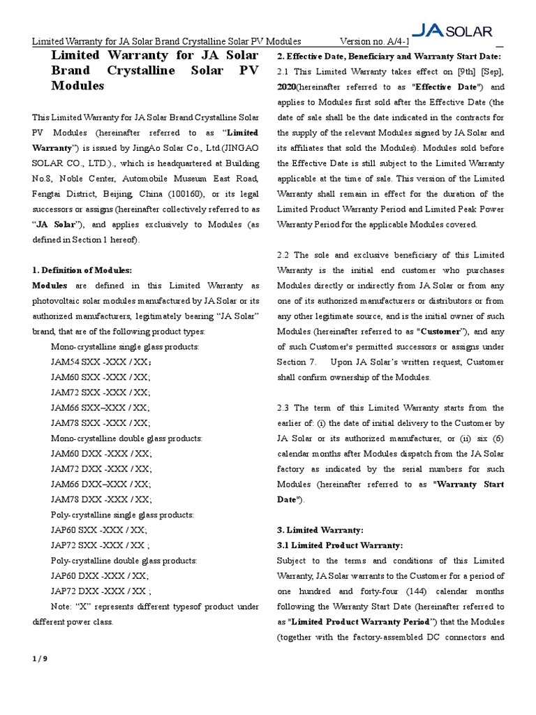 Panel Solar W Ja Solar Mono Perc HC 10987123 Certificatesheet | PDF ...