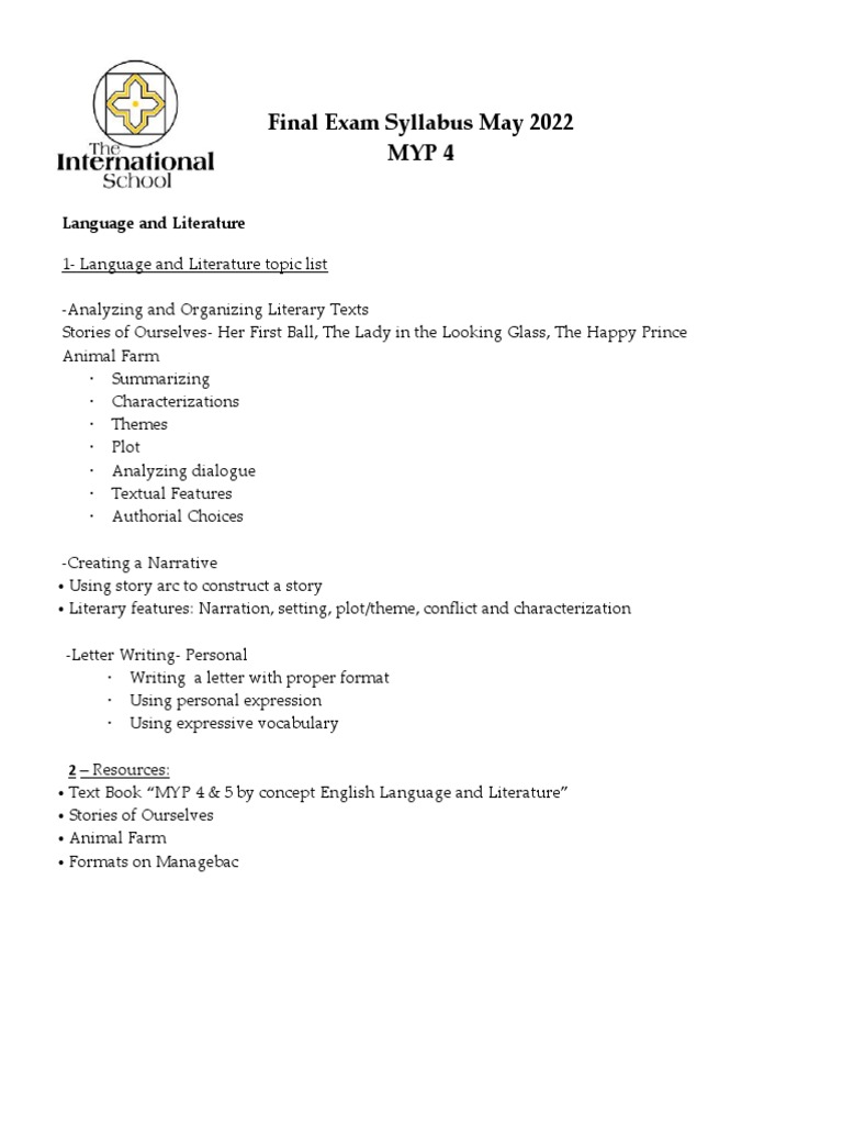 MYP 4 Exam Syllabus May 2022 | PDF | Chemistry | Waves