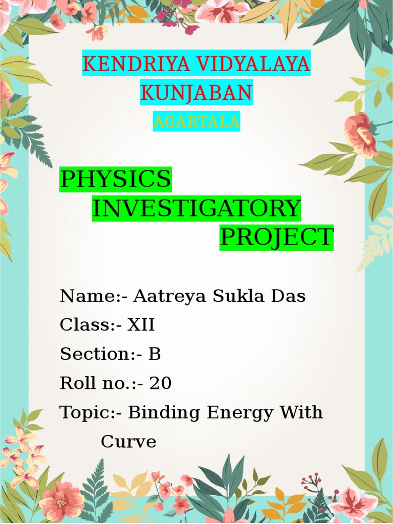 Physics Investigatory Project (Front Page) | PDF