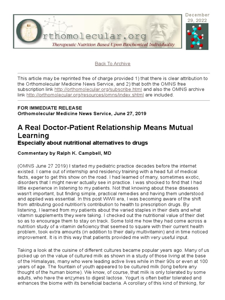 A Real Doctor-Patient Relationship Means Mutual Learning - Especially ...