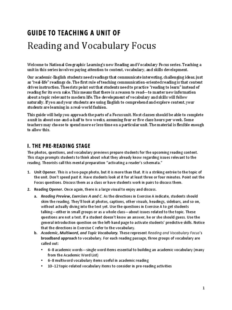 Focus 3 Teaching Notes | PDF | Reading Comprehension | Vocabulary