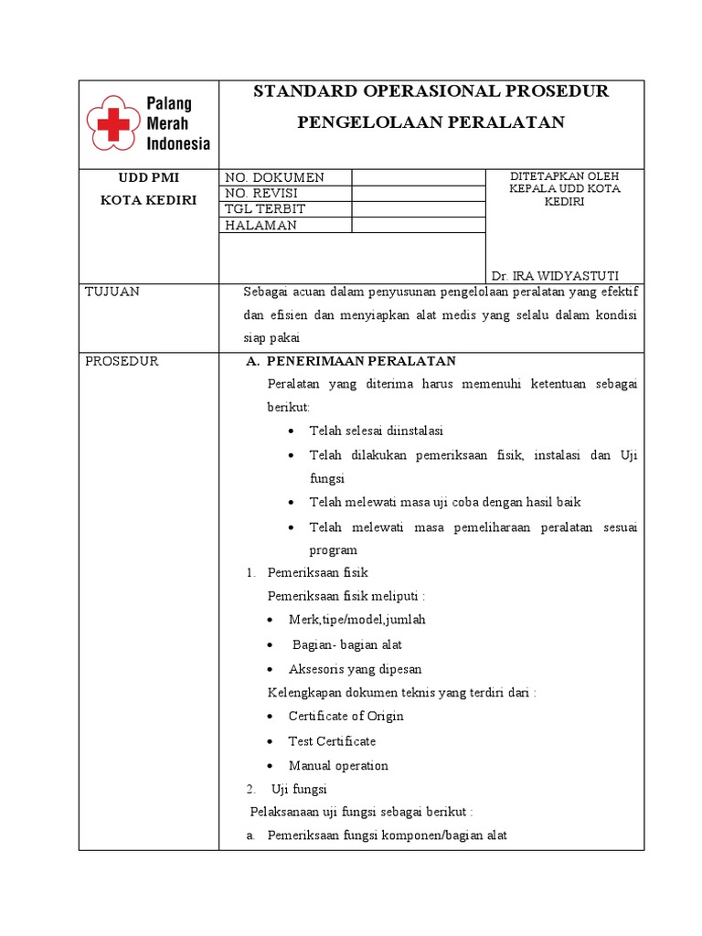 Sop Pengelolaan Peralatan | PDF