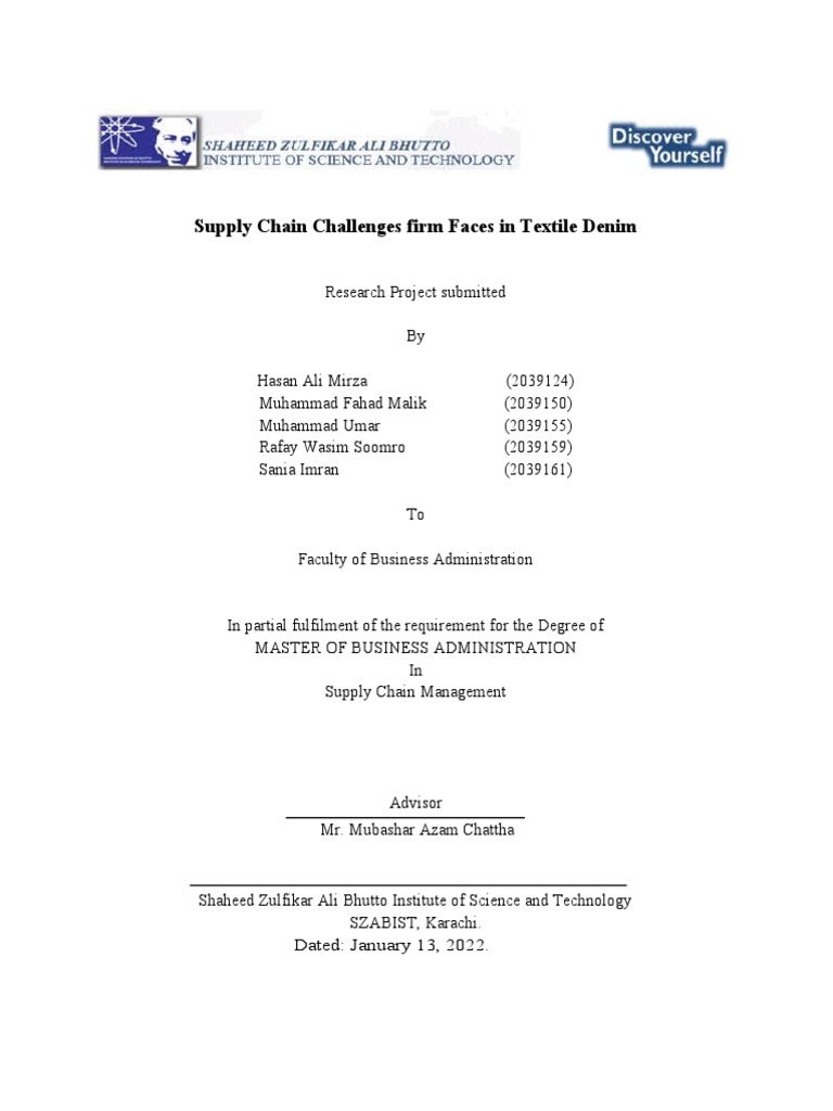 Supply Chain Challenges Firn Faces Textile Denim RPII | PDF | Supply ...