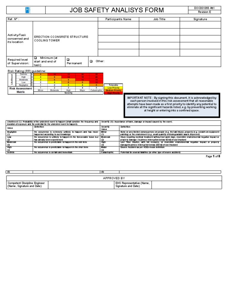Jsa Erection Concrete Structure Cooling Tower | PDF | Occupational Safety And Health | Risk