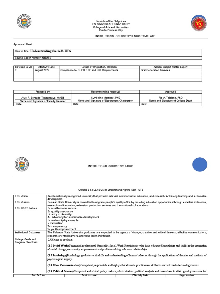 UTS Syllabus Updated | PDF | Psychology | Identity (Social Science)
