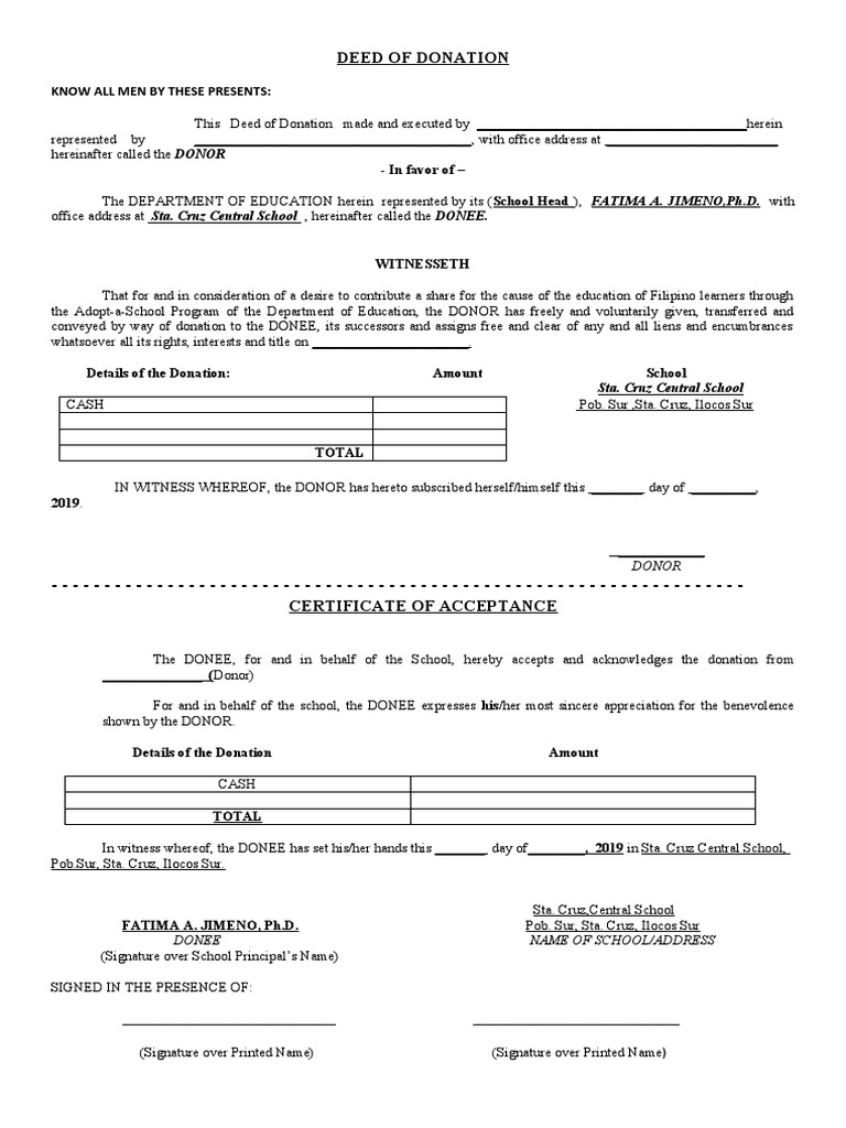 Deed of Donation | PDF | Real Estate | Environmental Law