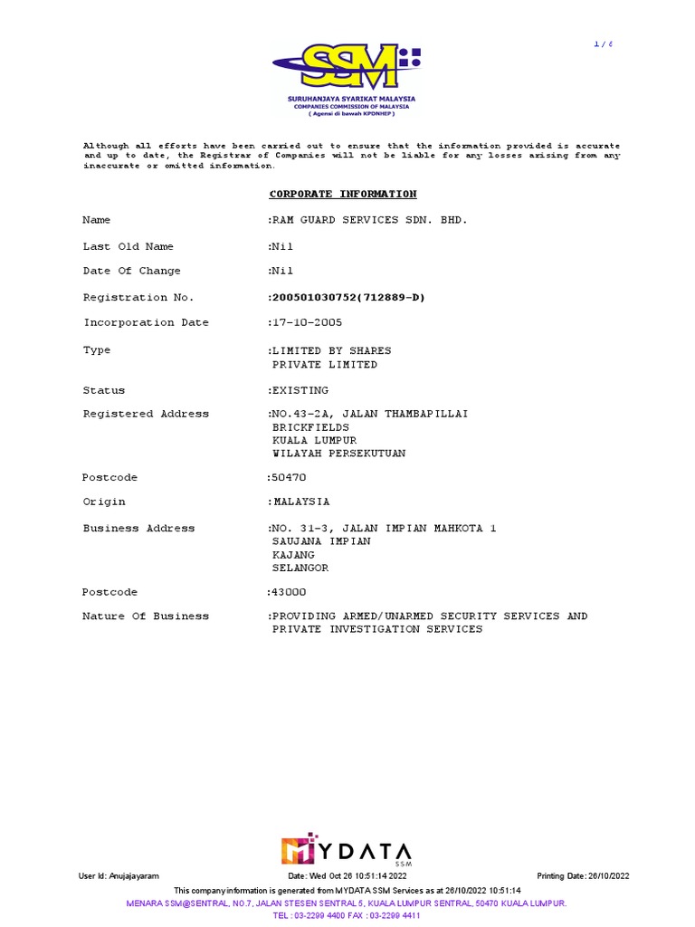 Malaysian Security Company Profile | PDF | Balance Sheet | Economies