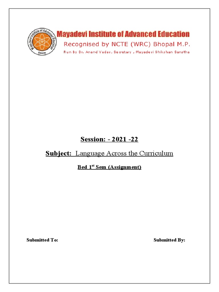 Assignment - Language Across The Curriculum | PDF