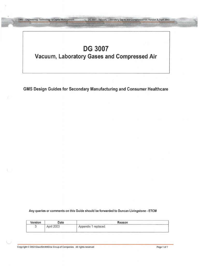 DG 3007 Vacuum, Laboratory Gases and Compressed Aire | PDF