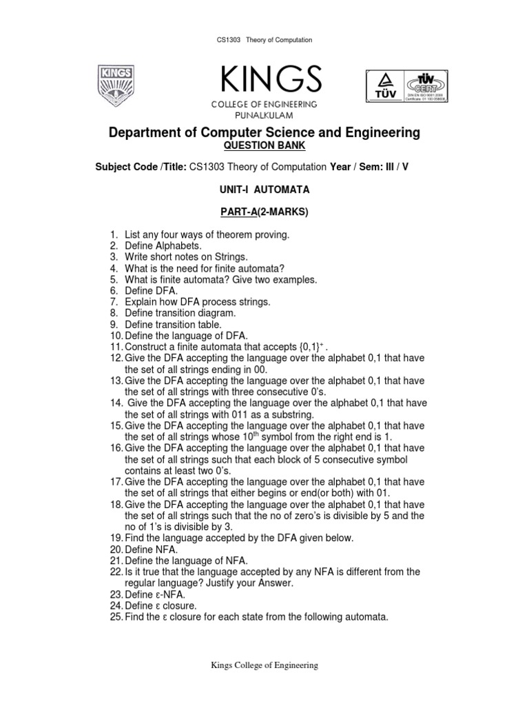 CS1303 Toc | PDF | Models Of Computation | Logic