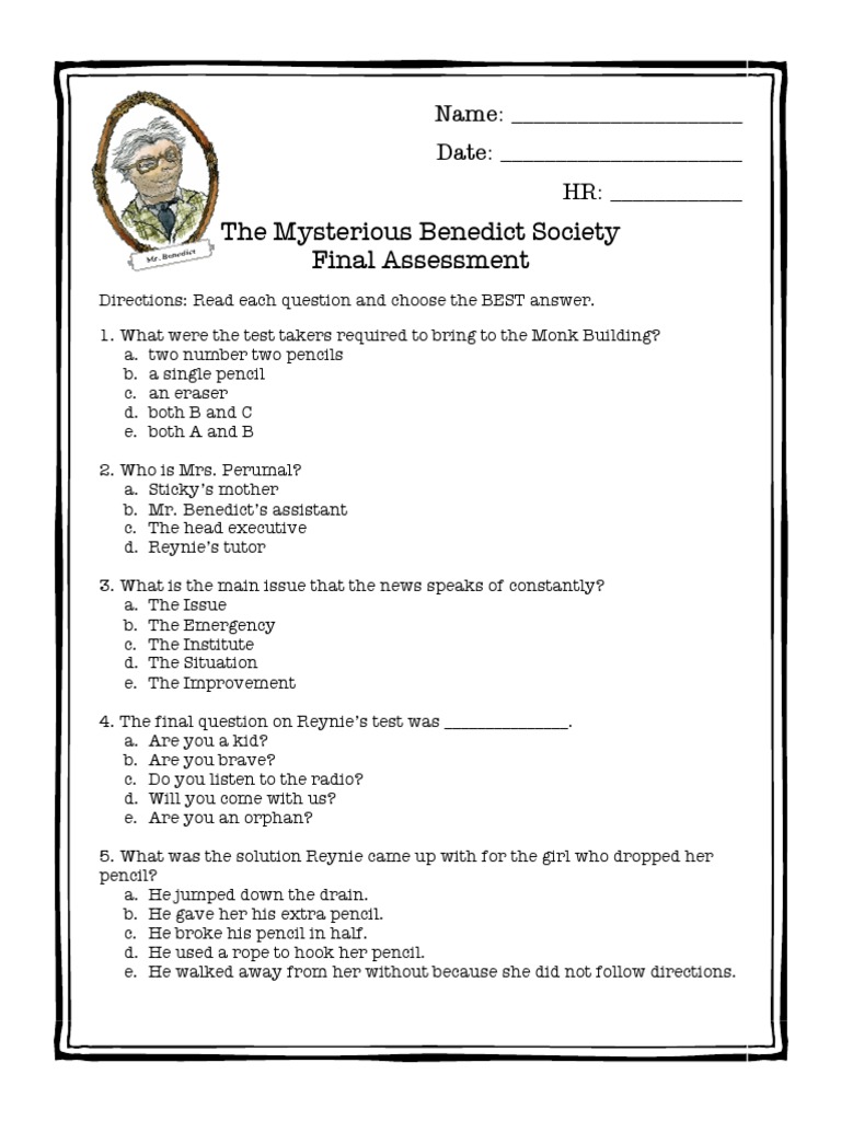 Mysterious Benedict Society Final Assessment | PDF | Art | Language ...
