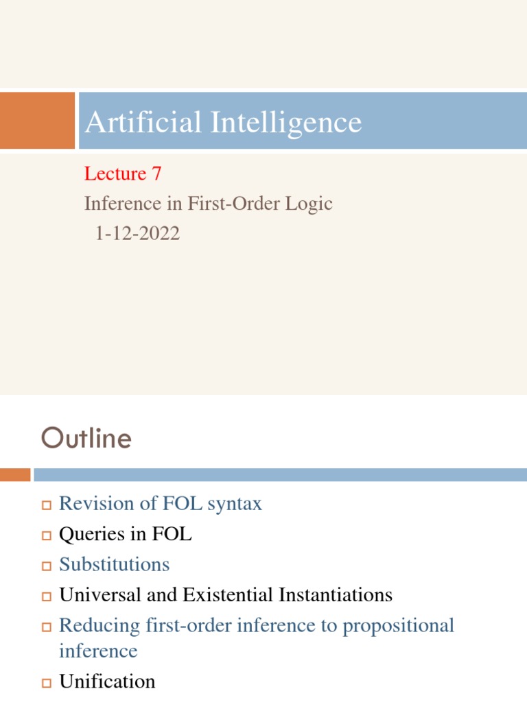 Inference in FOL | PDF | First Order Logic | Logical Consequence