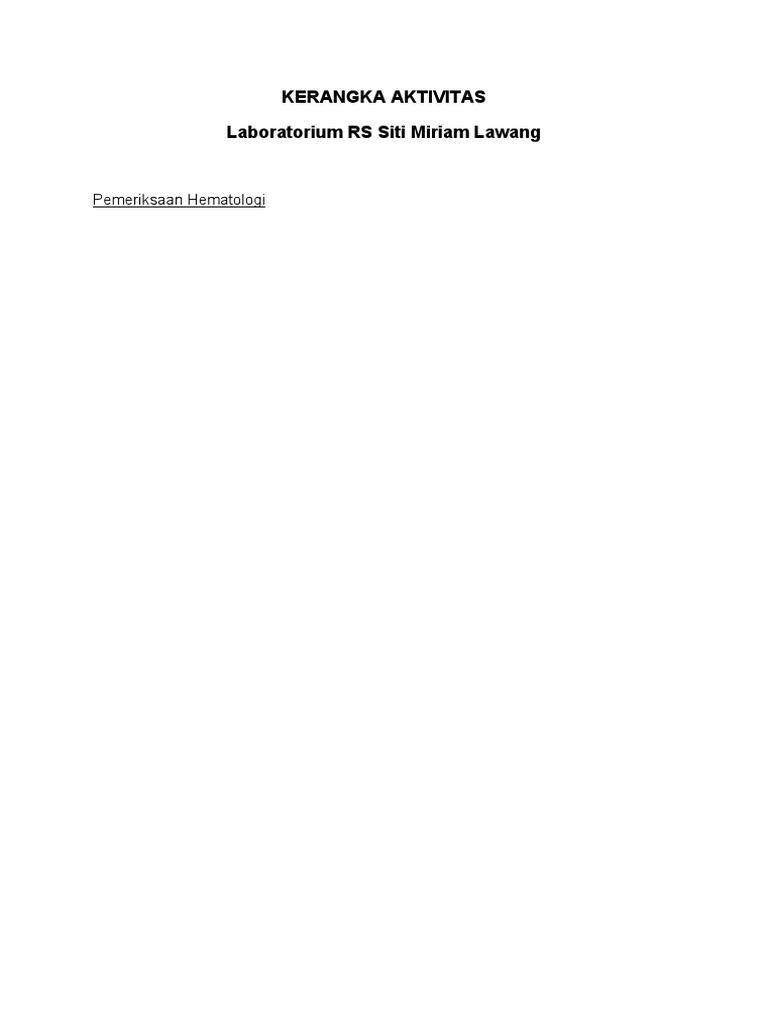 Frame Activity Laboratorium RSSM - Pemeriksaan Hematologi | PDF