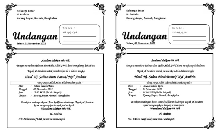 Undangan 2 Kertas | PDF