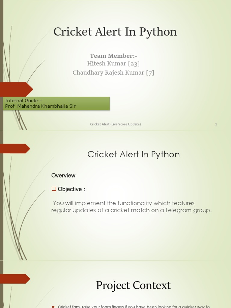 Cricket Alert in Python | Download Free PDF | Information Technology ...