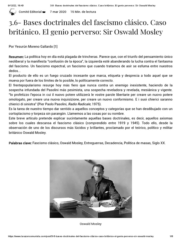 Bases del fascismo británico: Mosley | PDF | Fascismo | Nación