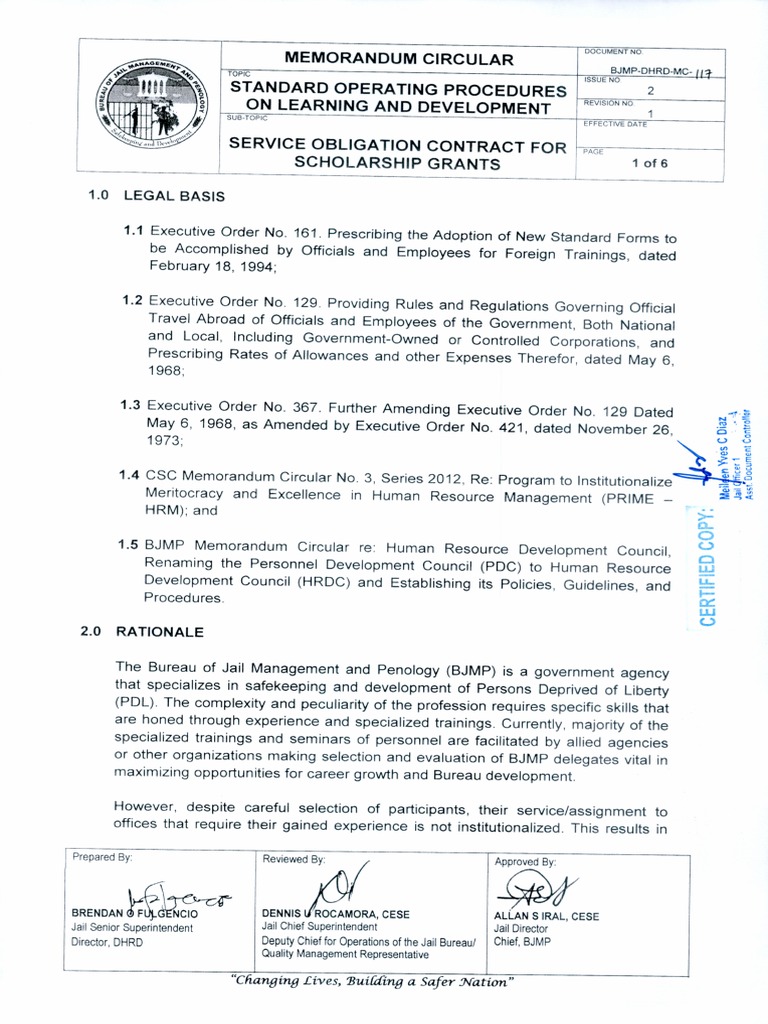 BJMP Memorandum Circular No 117 | PDF