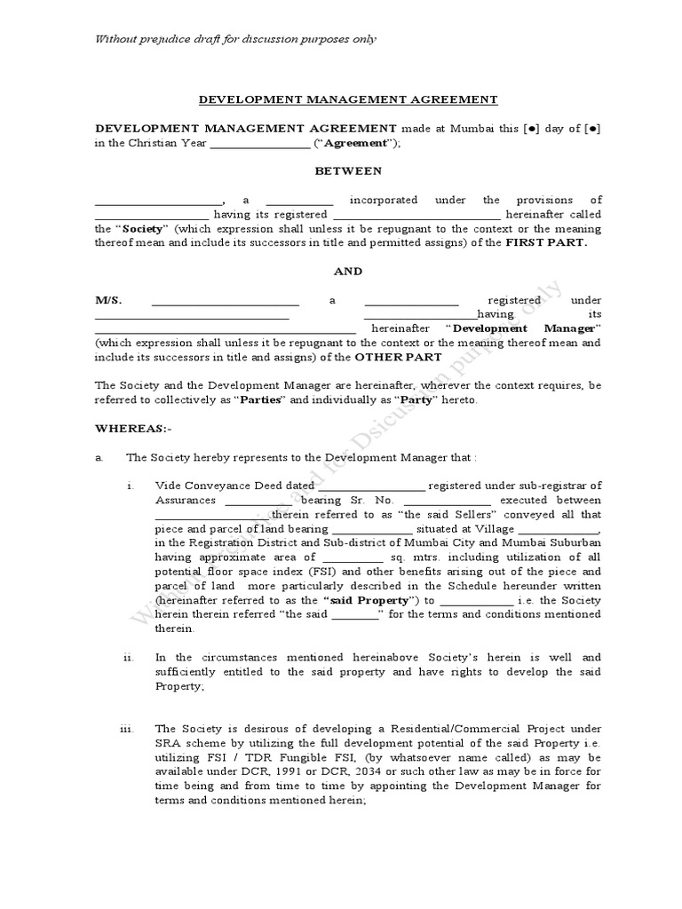 Development Management Agreement for Redevelopment of Residential ...