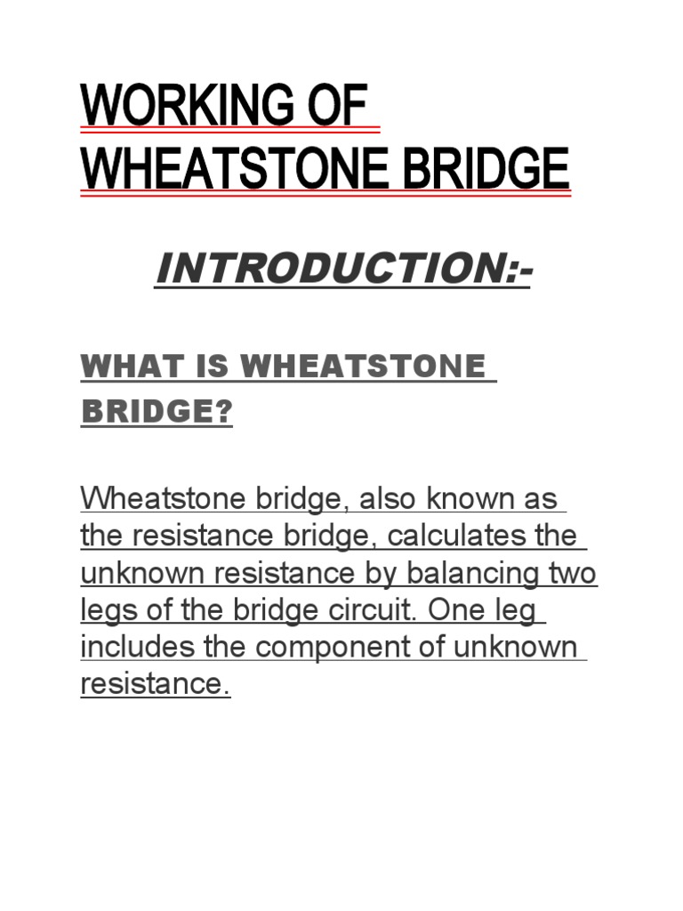 Working of Wheatstone Bridge Physics Project File | PDF | Electrical ...