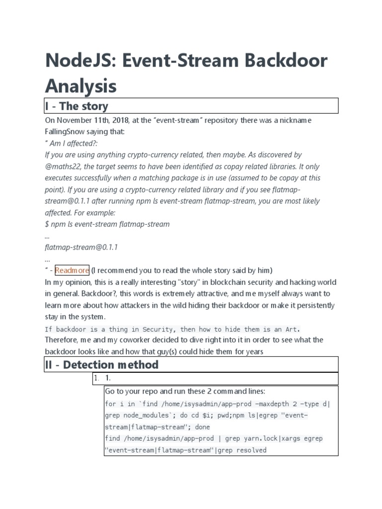 NodeJS - Event-Stream Backdoor Analysis | PDF | Security Engineering ...