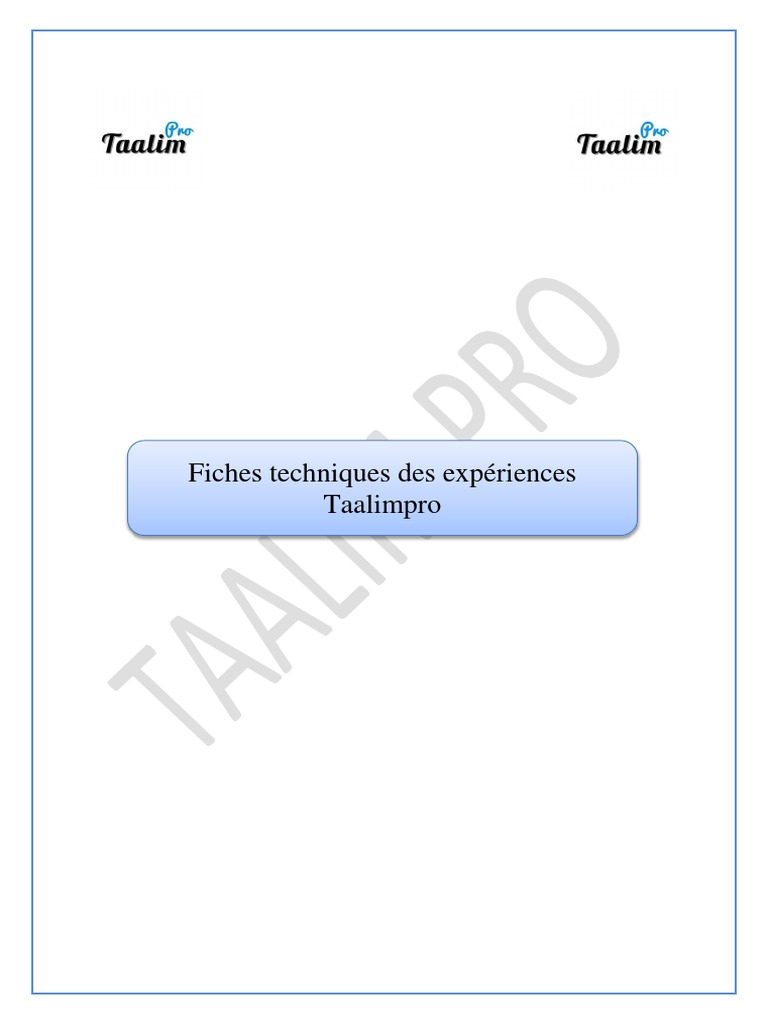 Fiches Techniques Des Expériences | PDF