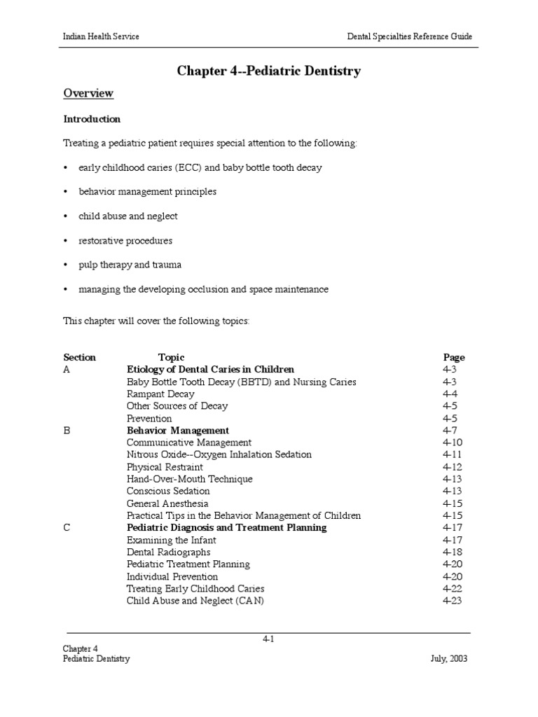Chapter 4 - Pediatric Dentistry: Indian Health Service Dental ...