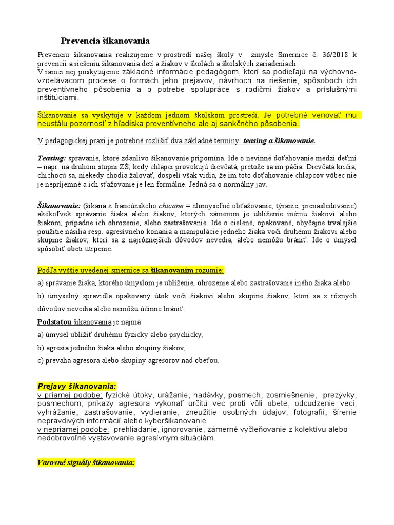 Prevencia šikanovania | PDF