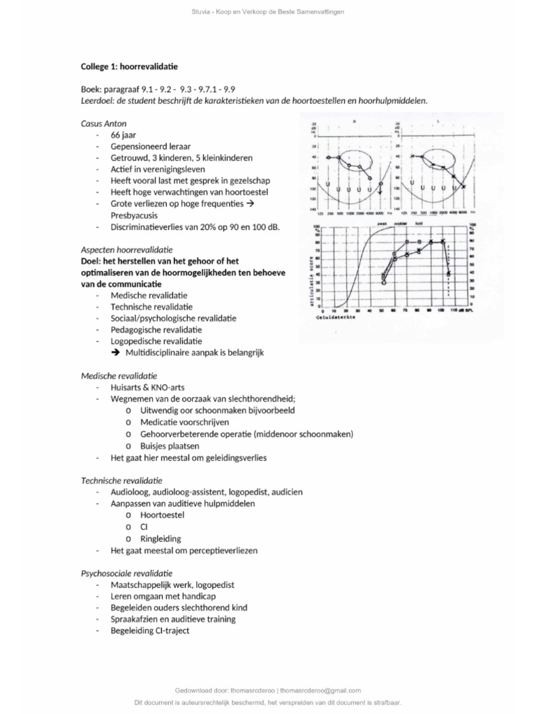 Audiologie Samenvatting Logopedie | PDF
