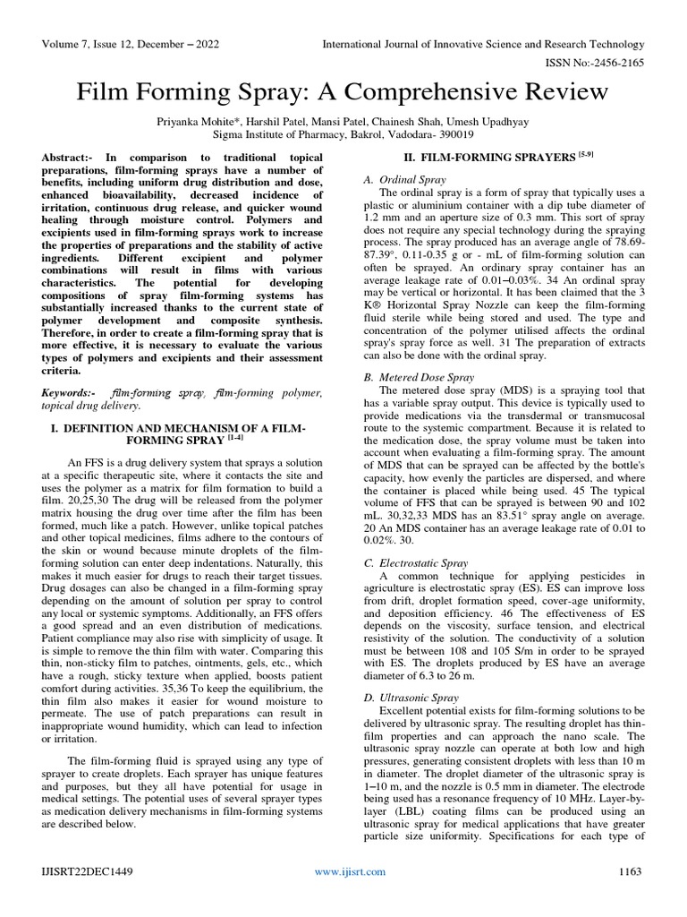 Film Forming Spray A Comprehensive Review | PDF | Topical Medication | Aerosol