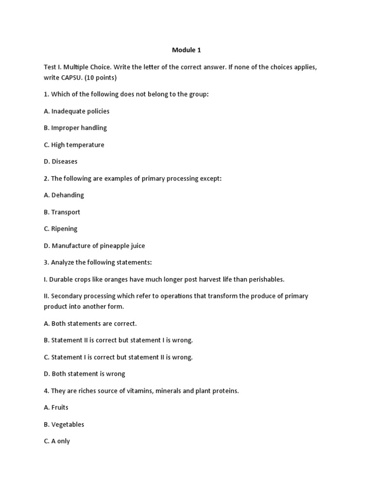 Module 1-WPS Office | PDF | Vegetables | Postharvest