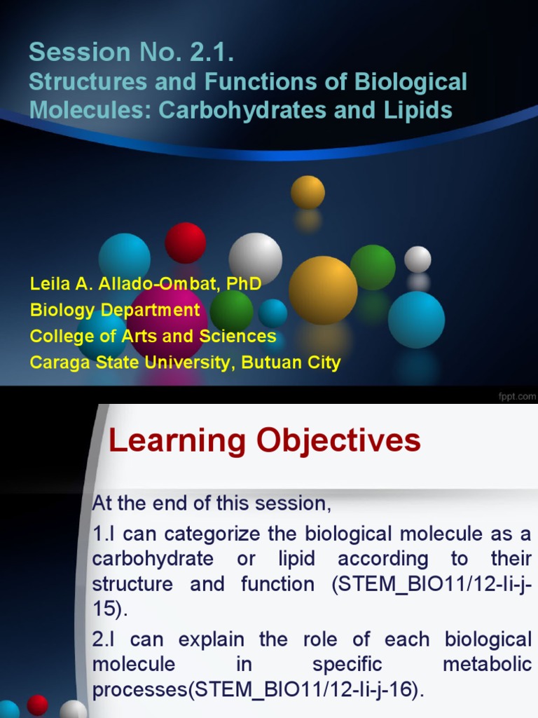 Session No. 2.1. Biological Molecules - Carbohydrates and Lipids | PDF ...