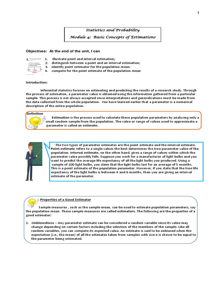 Estimation Basics in Statistics | PDF | Estimator | Statistics