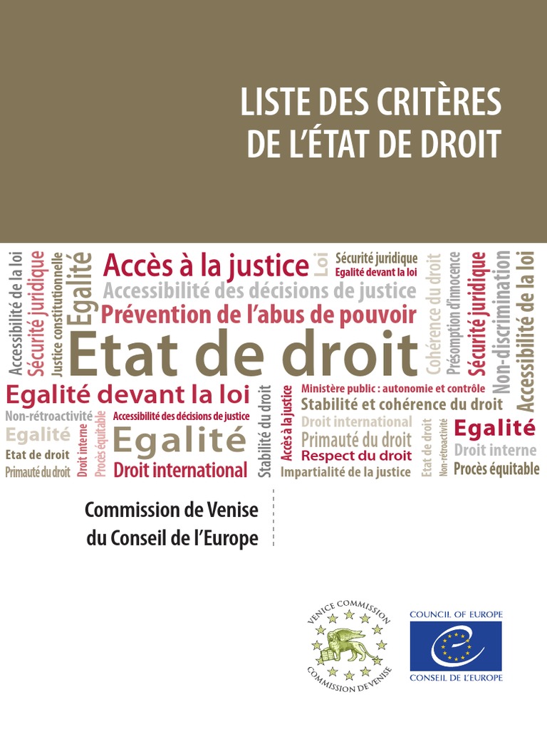 Rule of Law Checklist FRA | PDF | État | Union européenne