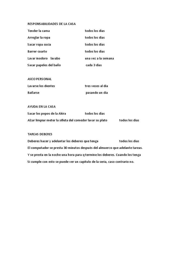 Responsabilidades de La Casa | PDF