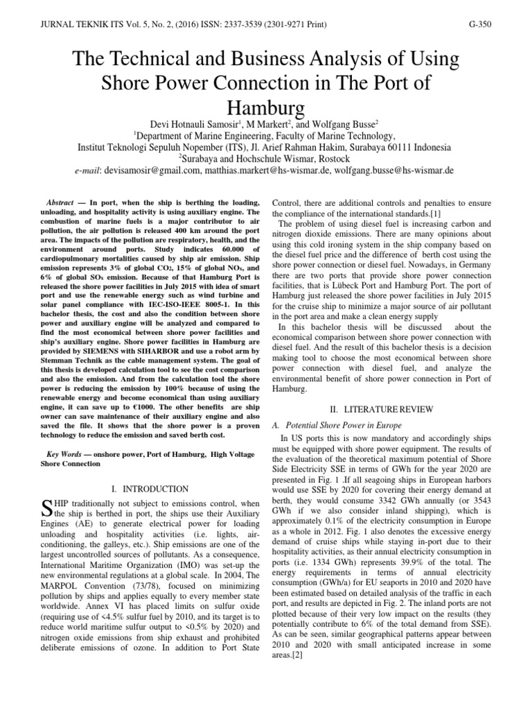 Shore Power Benefits at Hamburg Port | PDF | Electrical Connector ...