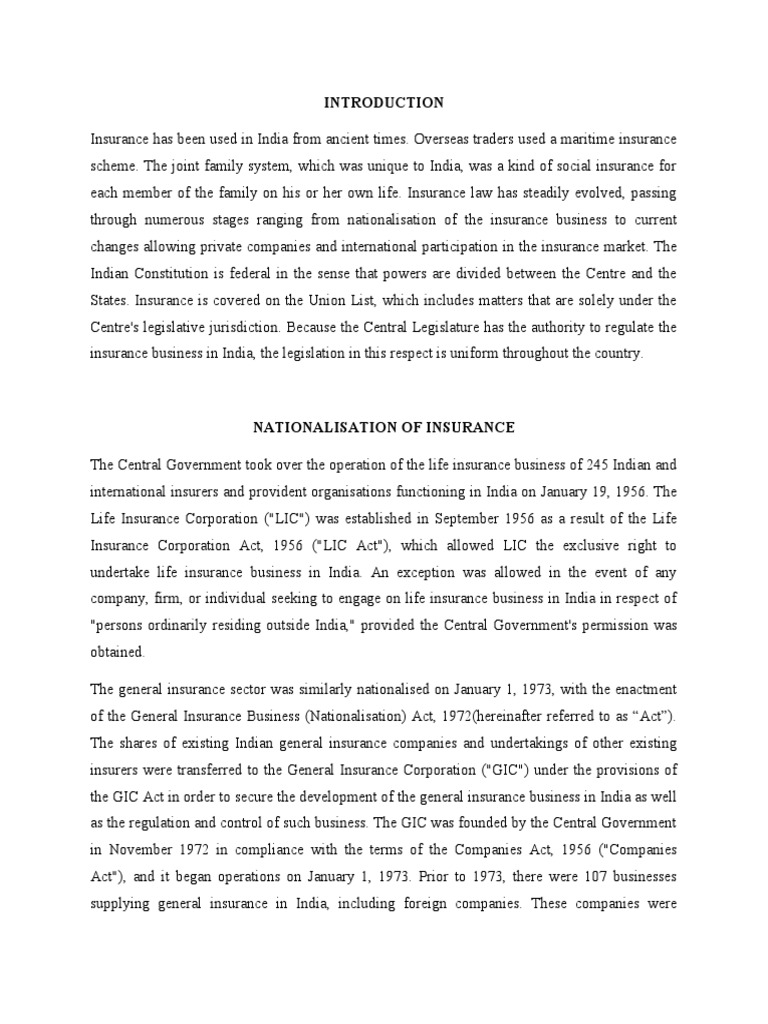 The General Insurance Business (Nationalization) Act, 1972 A Critical ...