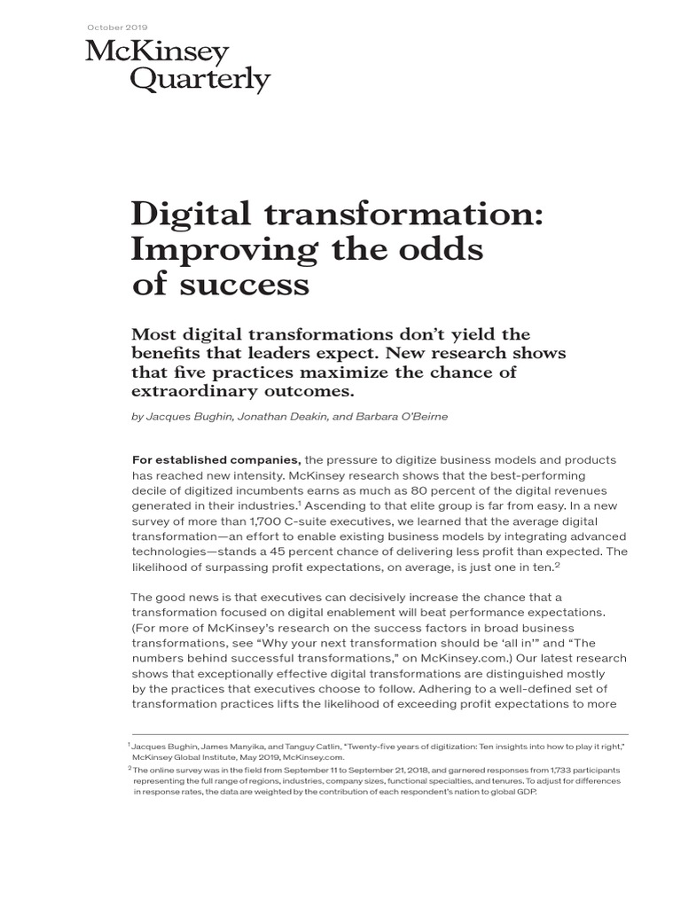Digital Transformation Improving The Odds of Success Final | PDF ...
