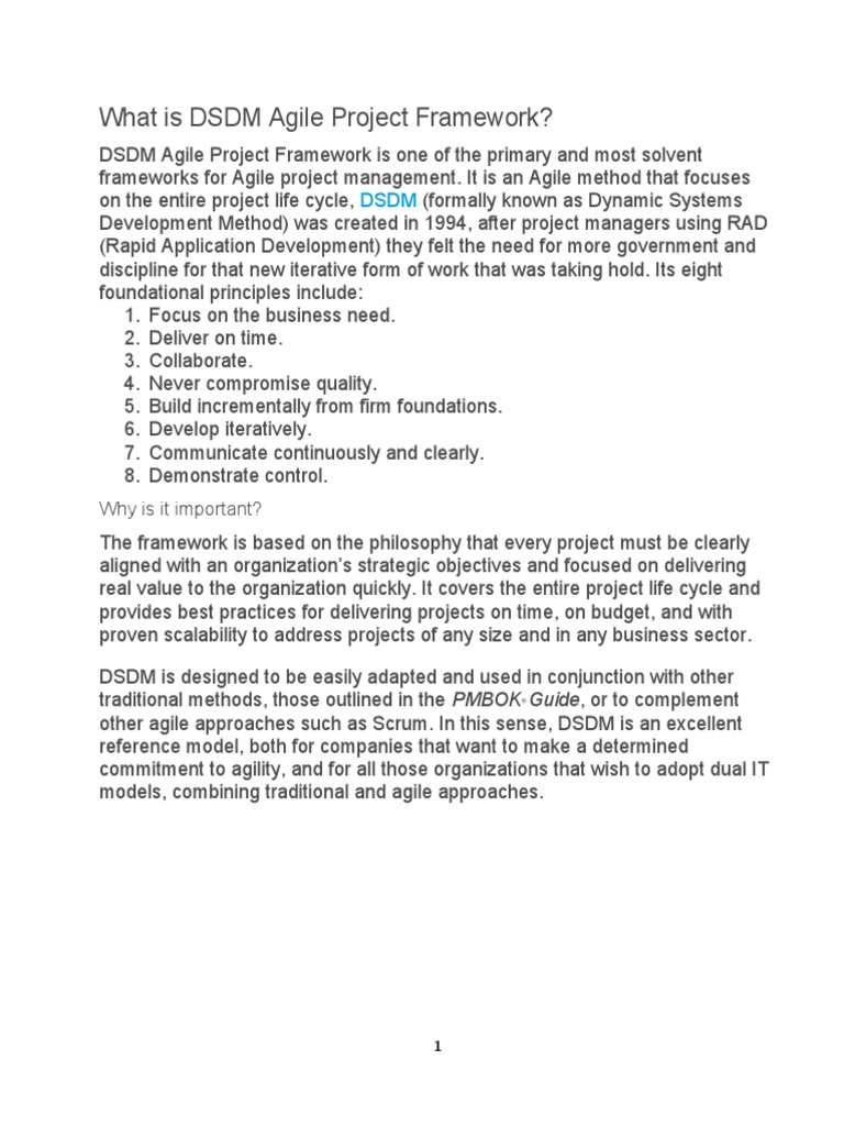 What Is DSDM Agile Project Framework | PDF | Agile Software Development ...