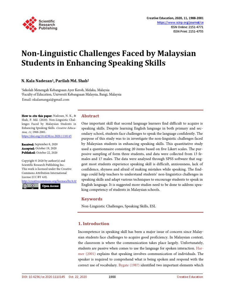 Nin Linguistic Challenges Faced by Malaysian | PDF | Second Language ...