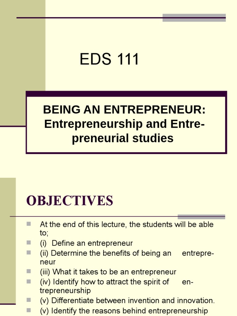 EDS 111 Week 2 An Entrepreneur | PDF | Entrepreneurship | Innovation